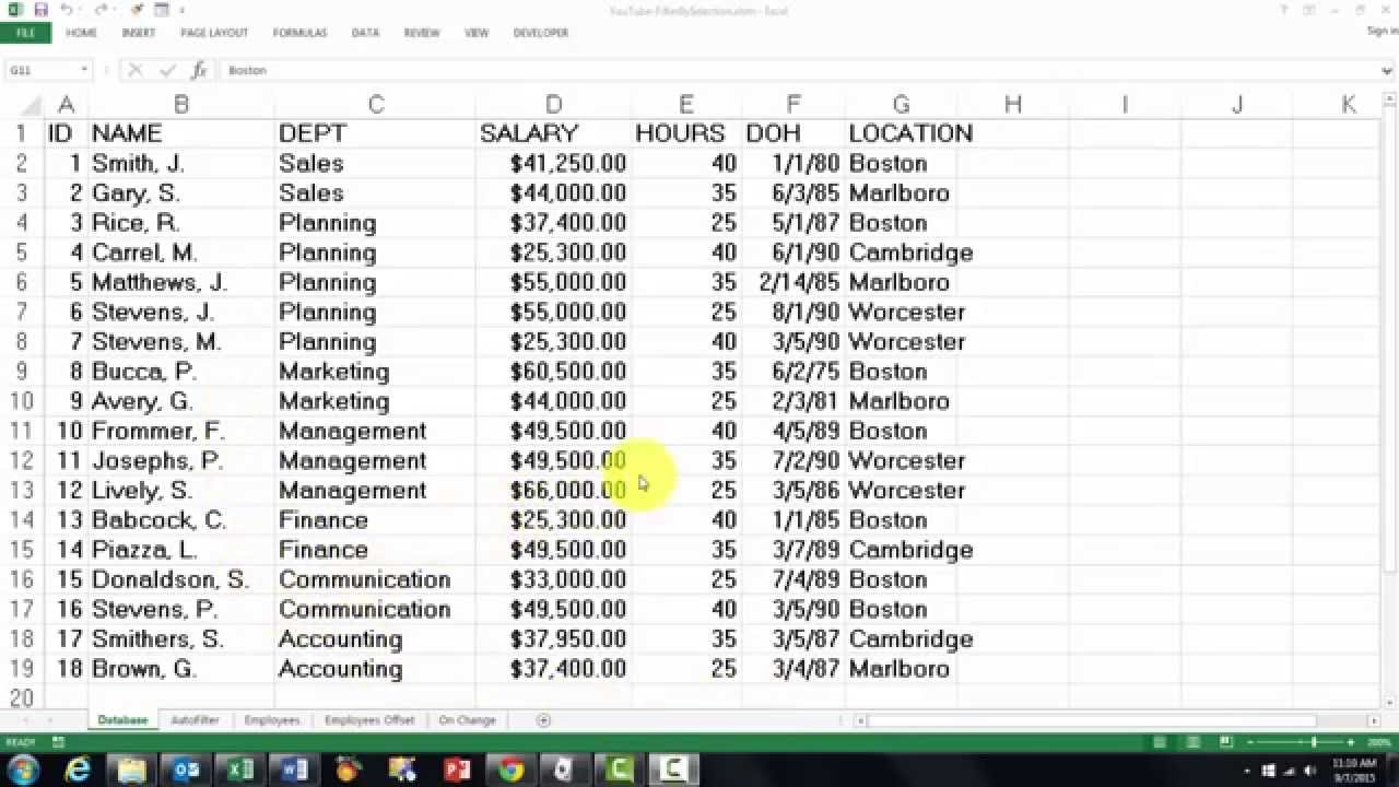 Filter an Excel List by Selection