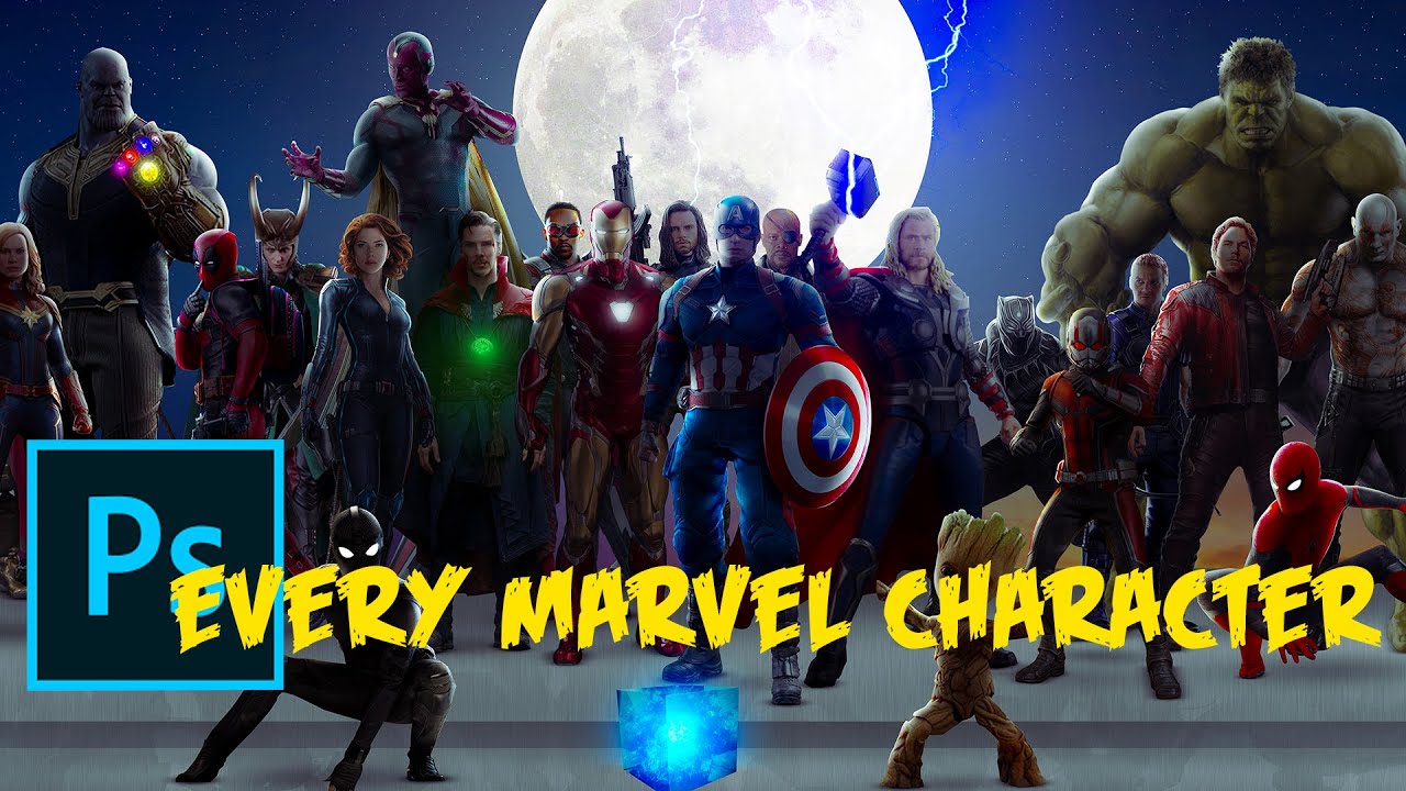 !I Made A Wallpaper OF Every Avengers Characters Using Photoshop!