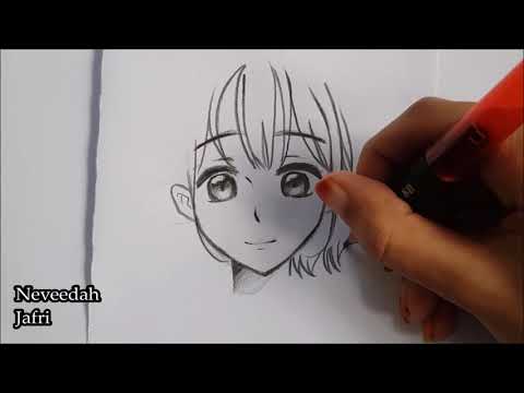 sketch anime girl short hair with glasses