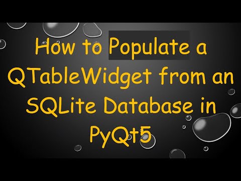 How to Populate a QTableWidget from an SQLite Database in PyQt5
