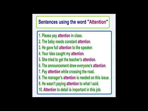 Sentences using the word "Attention" | English Learning Vocabulary #english #englishvocabulary