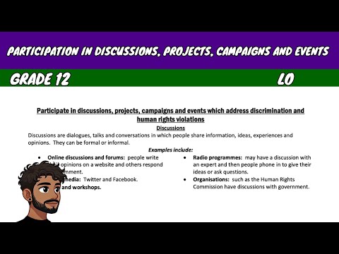 Participation in Discussions, Projects, Campaigns and Events | Grade 12 LO