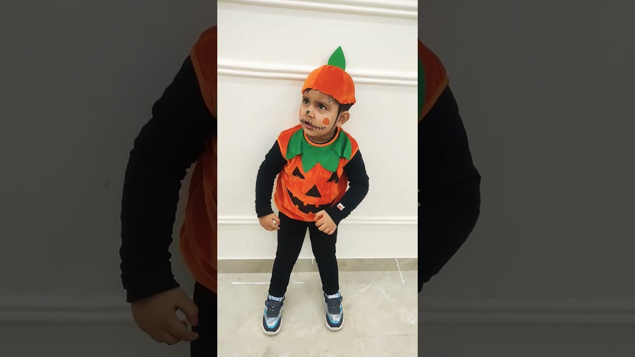 HALLOWEEN PUMPKIN KIDS makeup & dress ideas #viral #trending #youtubeshorts