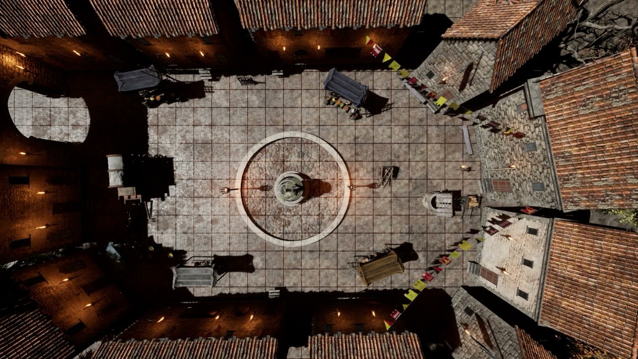 D&D | Town Center Day | Animated Battle Maps
