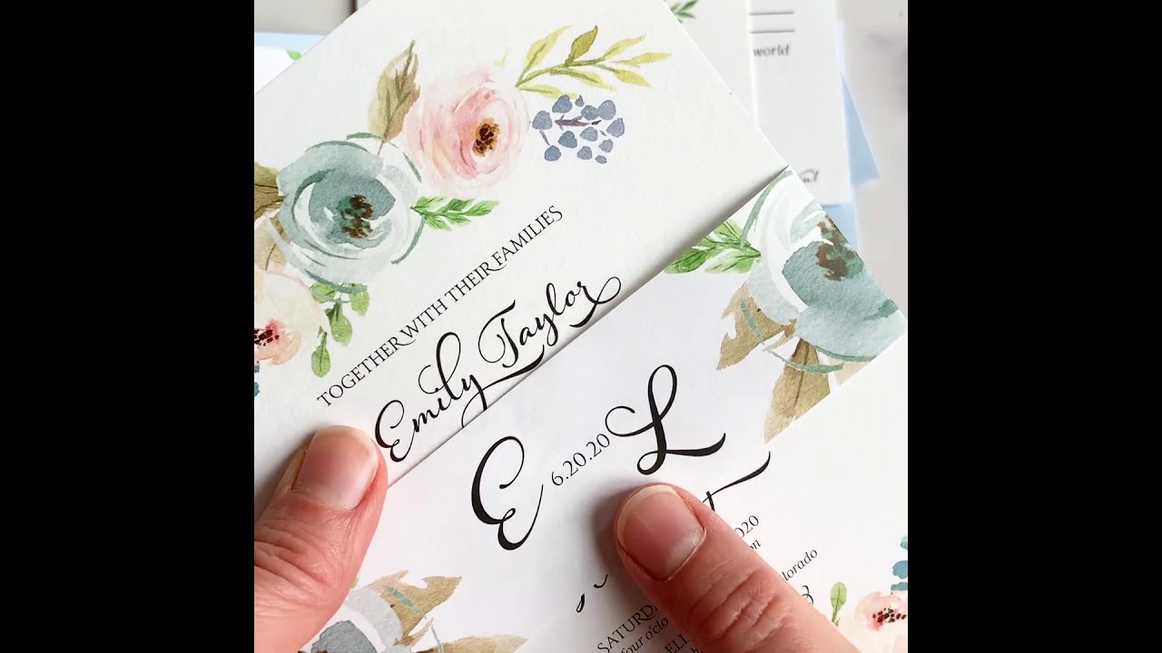 Dusty Blue and Blush Pink Wedding Invitation Set
