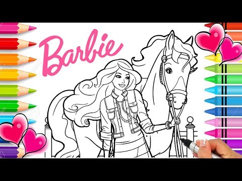 Barbie Horse Coloring Page | Barbie Coloring Book | Printable Barbie Coloring Pages Glitter Sparkle