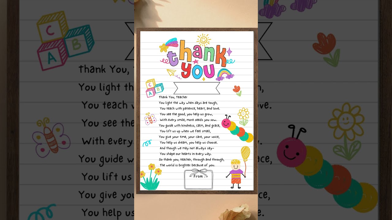 Meaningful Teacher Gift Idea | Thank You Teacher Poem | Printable Gift from Etsy