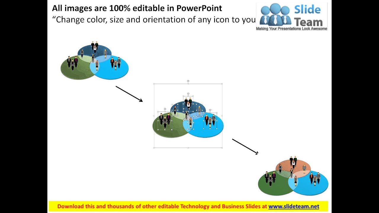three staged venn diagram for human resource powerpoint template