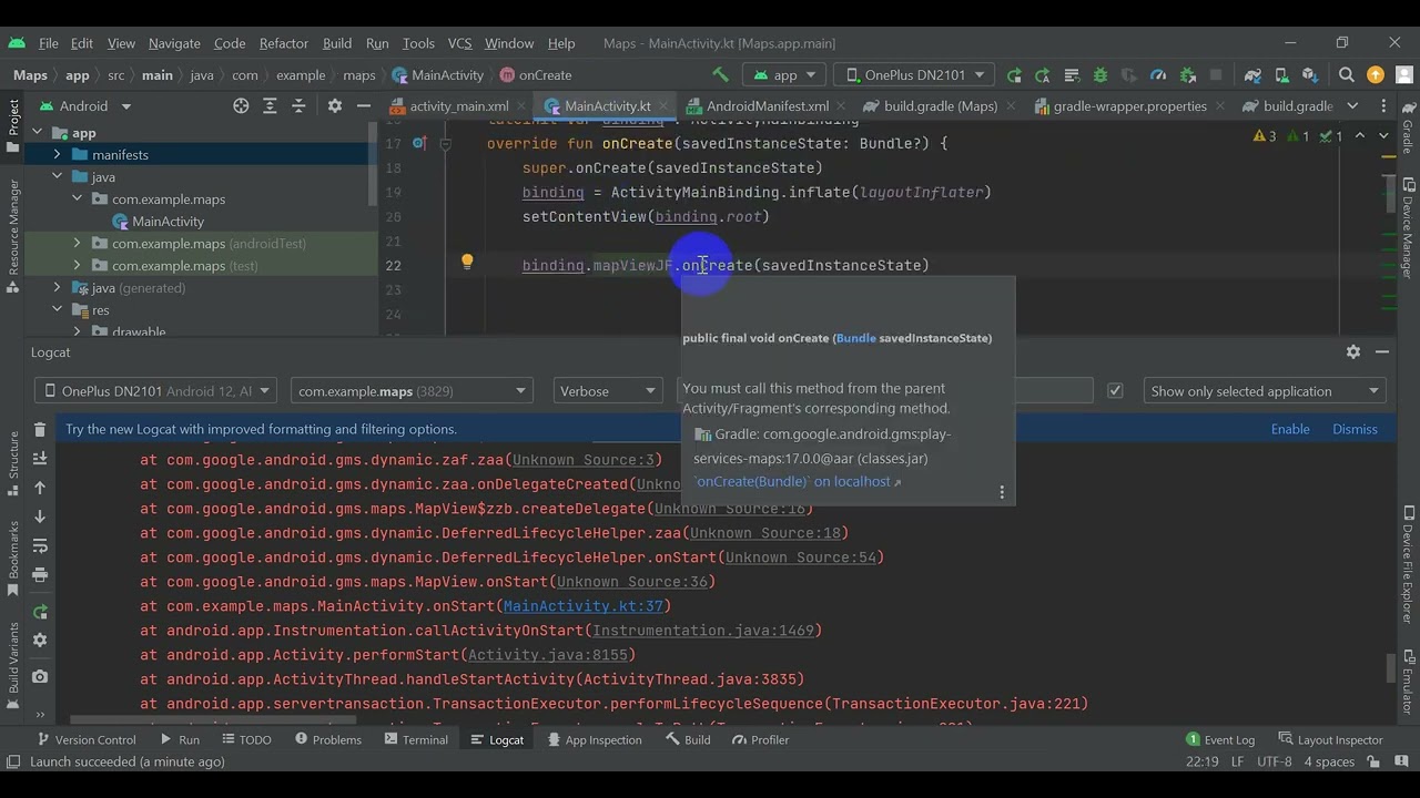 How to fix com.google.maps.api.android.lib6.impl.br.z()' on a null object reference