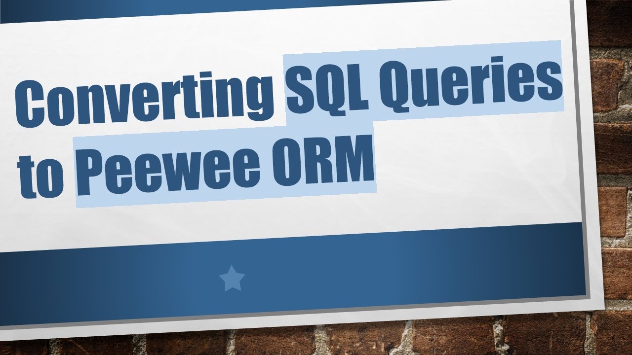 Converting SQL Queries to Peewee ORM