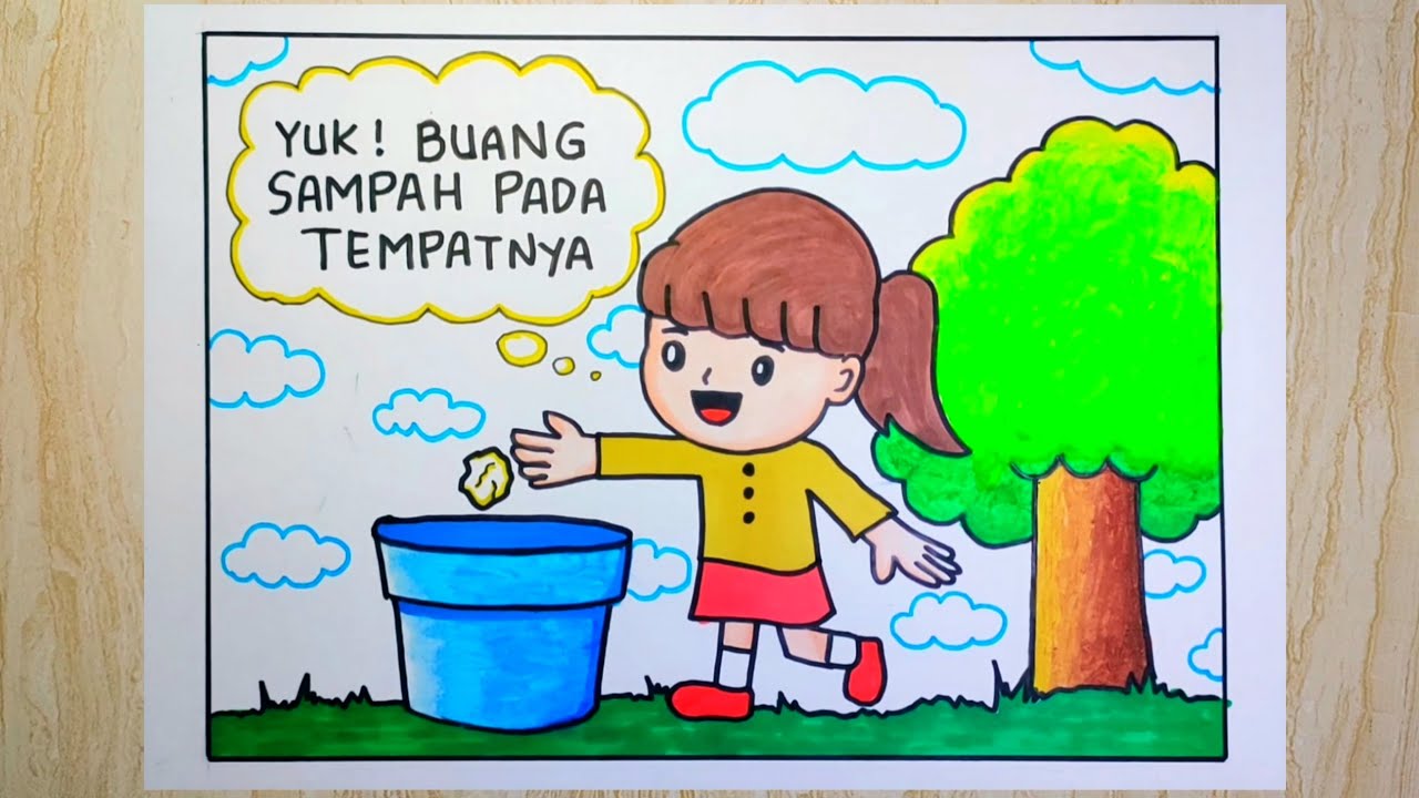 Menggambar poster tentang kebersihan lingkungan - Poster lingkungan #poster