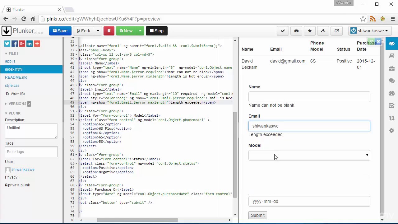 Learn AngularJS 8 Form validation