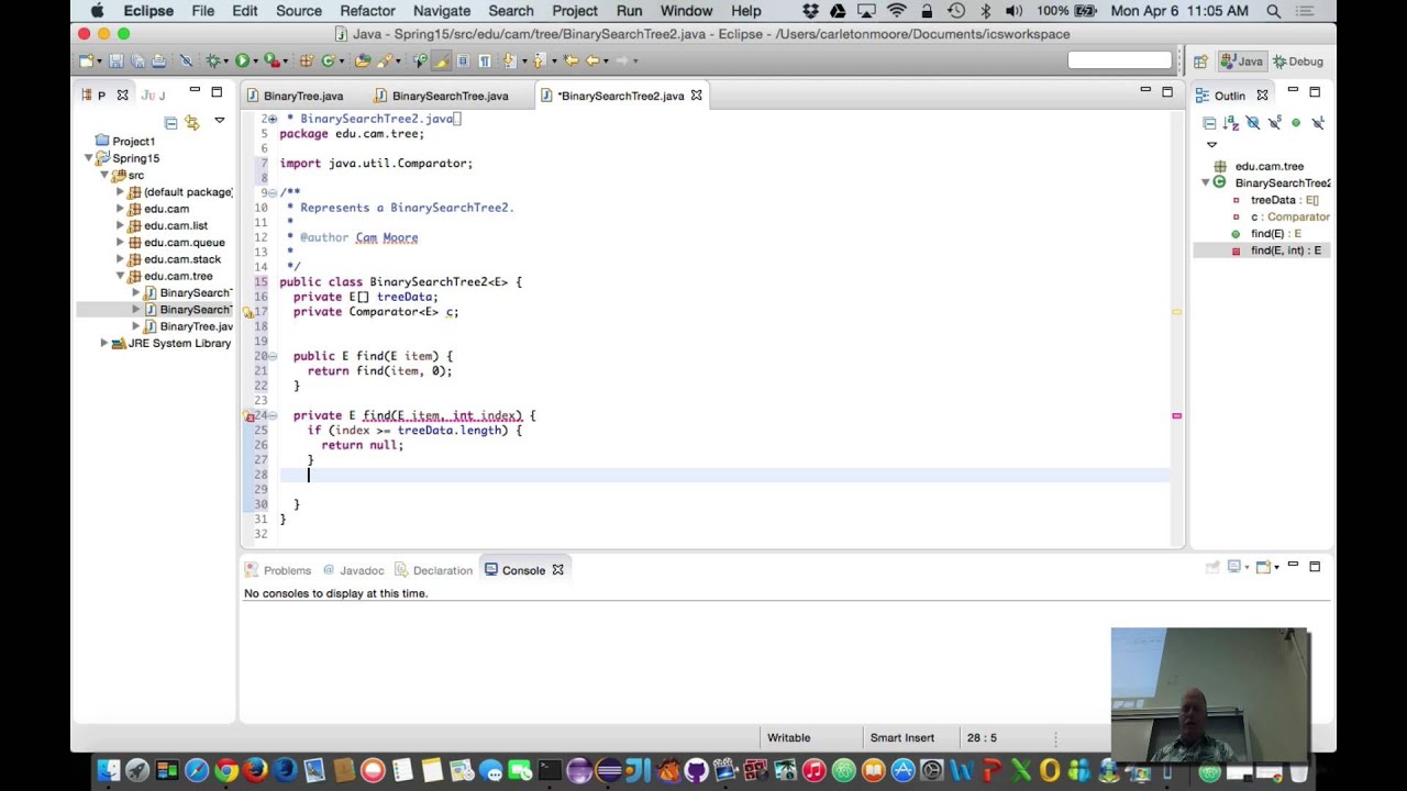 Array based Binary Search Tree find method.