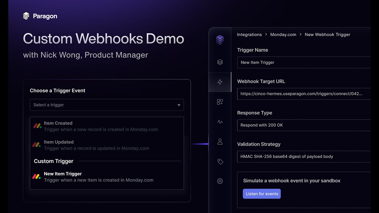 Custom Webhooks Demo | Paragon Embedded iPaaS
