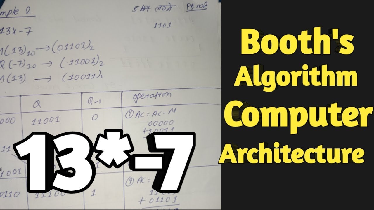 Multiply 13*-7 using booth's algorithm | Computer Architecture BE Computer 4th Sem