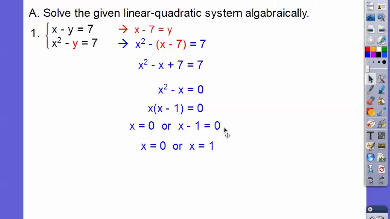 Solving Linear-Quadratic Systems - Module 12.3 (Part 2)
