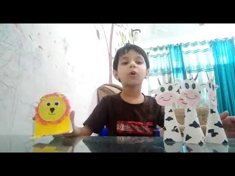 story with puppet(cow and the lion)