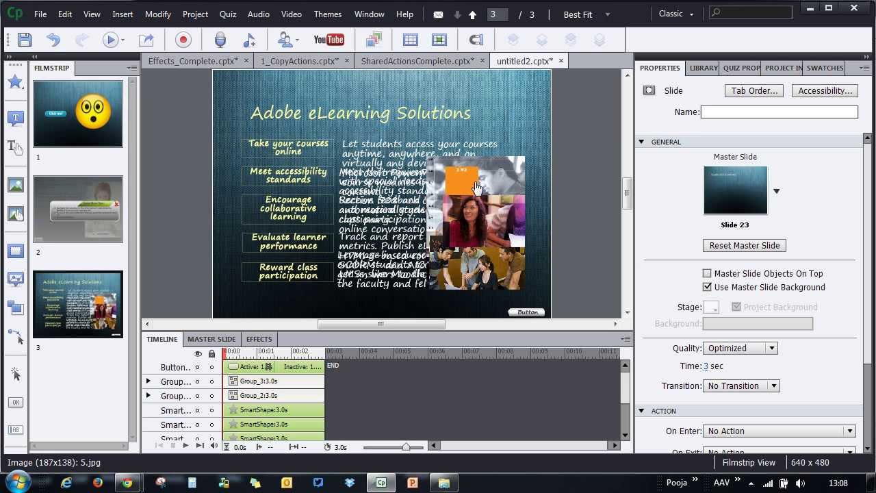 Adobe Captivate 7.0.1: Copy Actions across Projects