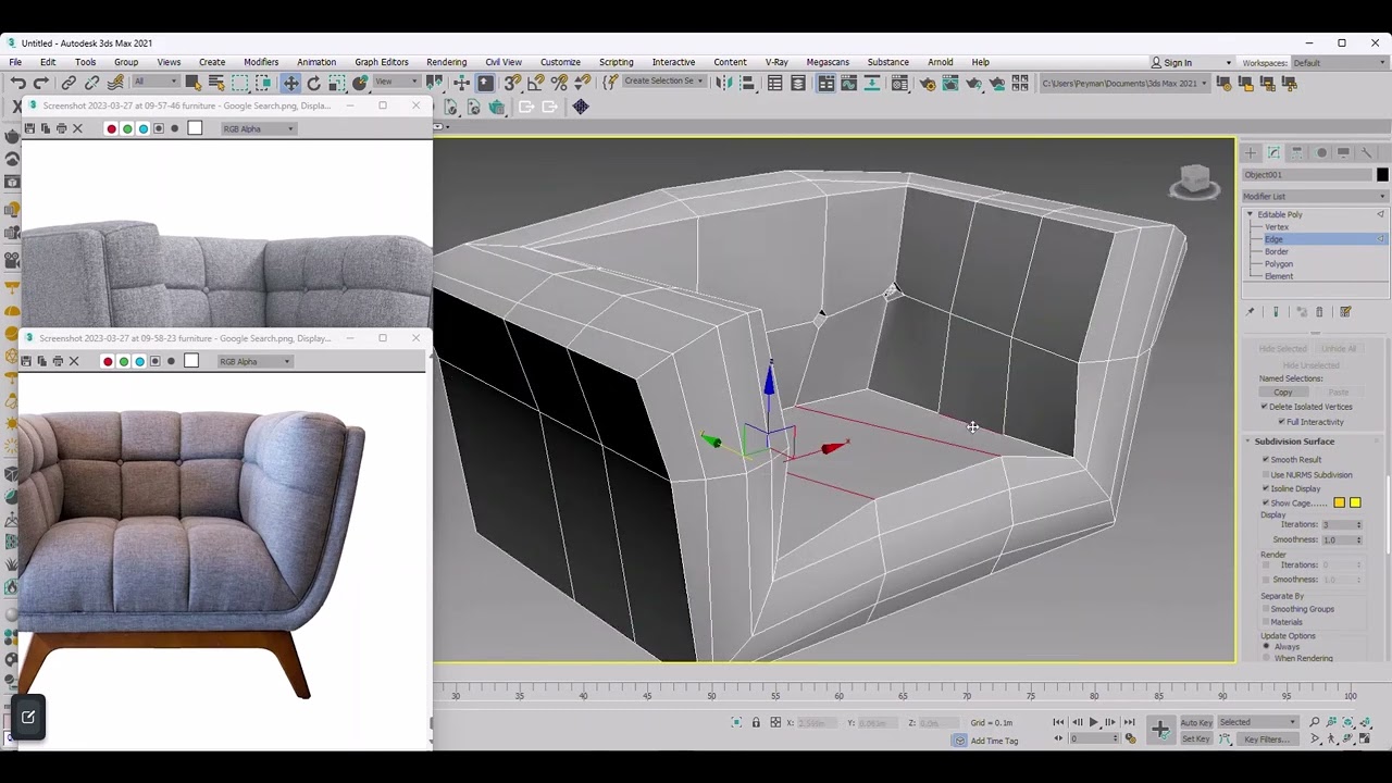 How to create a Comfy linen sofa in 3D's Max step by step