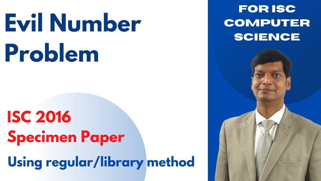 Evil Number Problem | ISC Computer Science Practical 2016 Specimen | Java | Solved