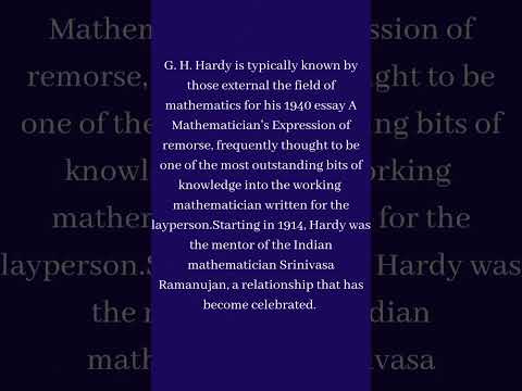 G H Hardy| Mathematician| Hardy -Weinberg principle #GHHardy #shorts