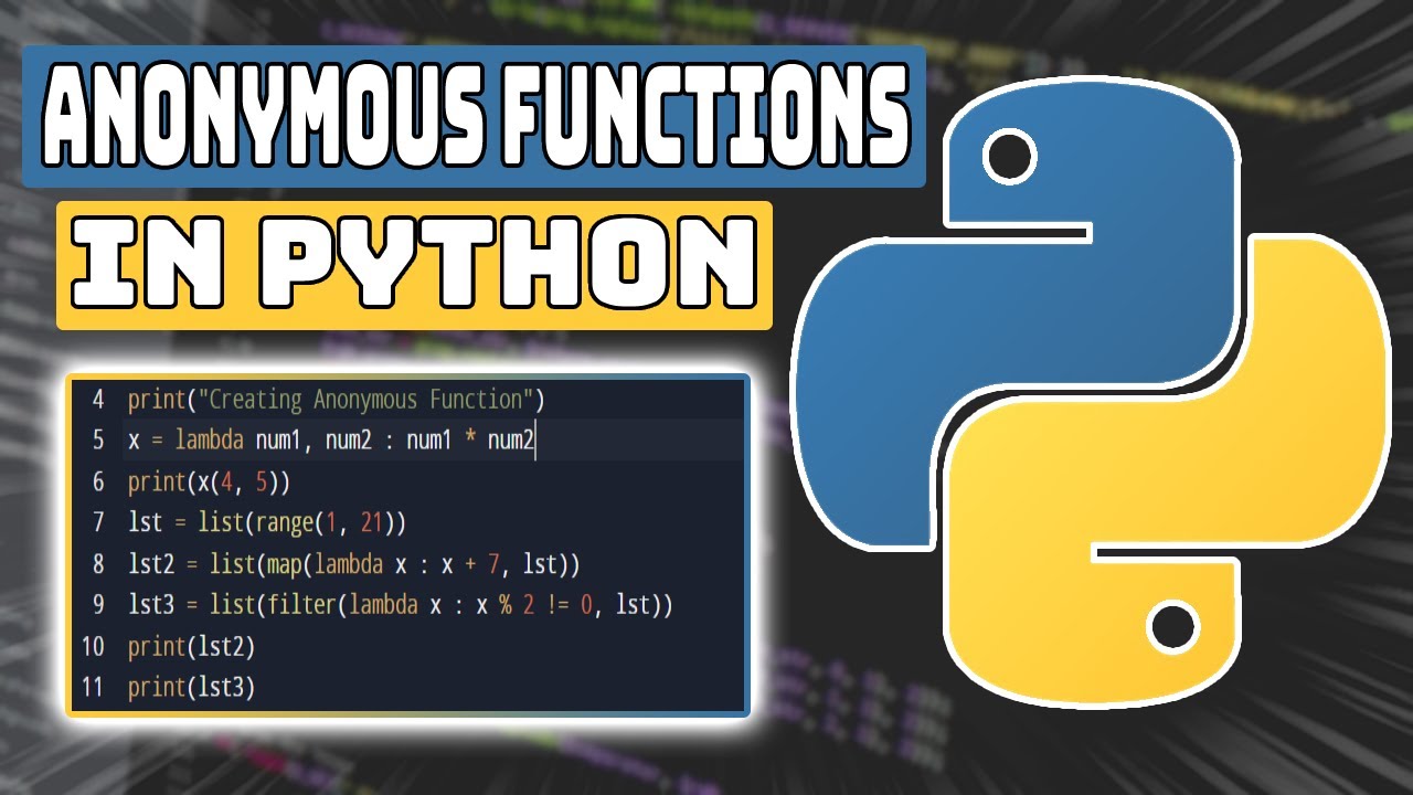 Anonymous Functions in Python | Python Tutorial for Beginners