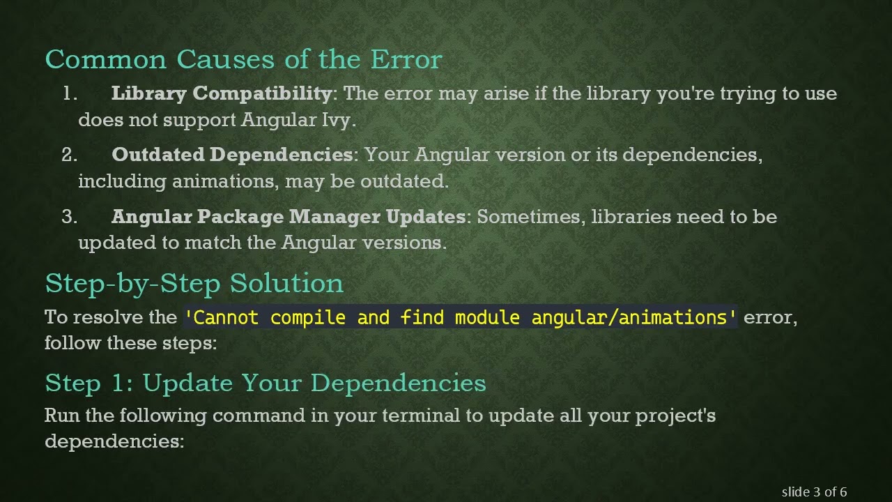 Resolving the Cannot Compile and Find Module angular/animations Error in Angular