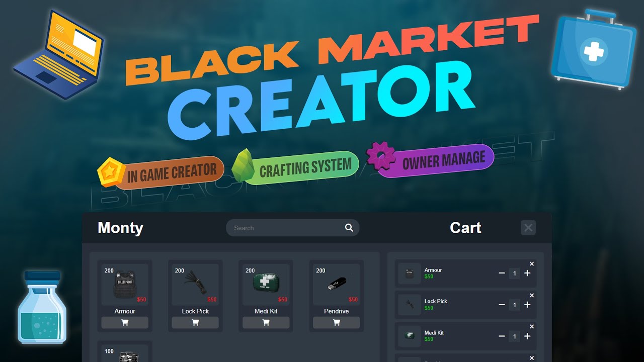 [ESX]/[QB] Black Market Creator - Player Owned - Crafting Menu