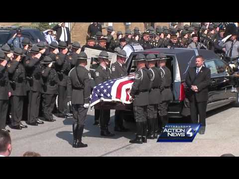 Raw video: Trooper Michael Stewart's casket arrives at church