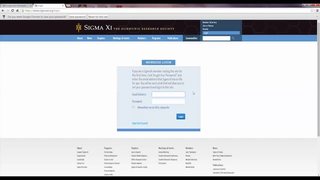 Part 1 of 3: How to Login and Access Sigma Xi's Community
