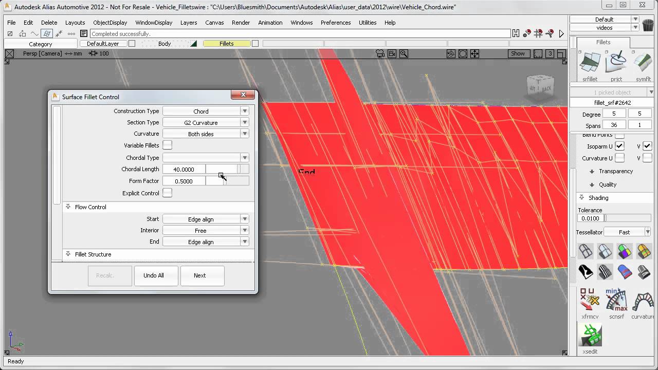 Autodesk Alias 2012 Fillet Tools