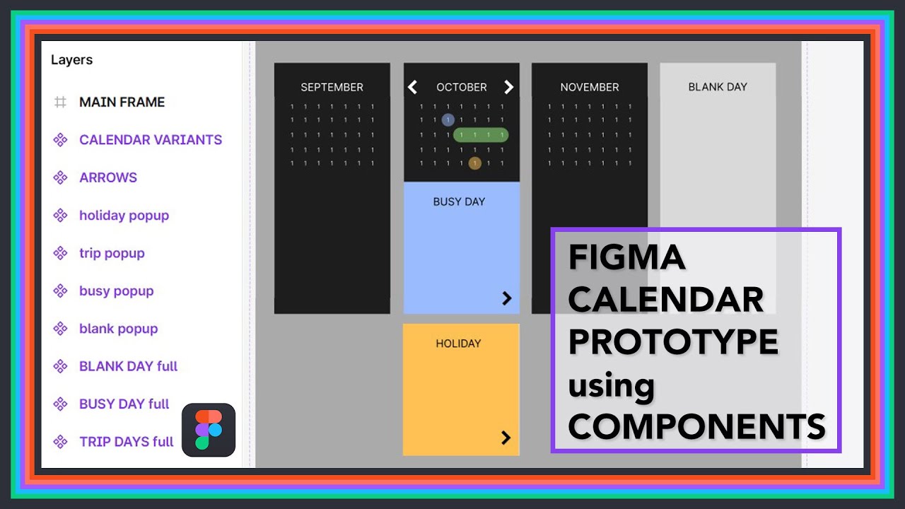 FIGMA tutorial - 3 Month Calendar using Components