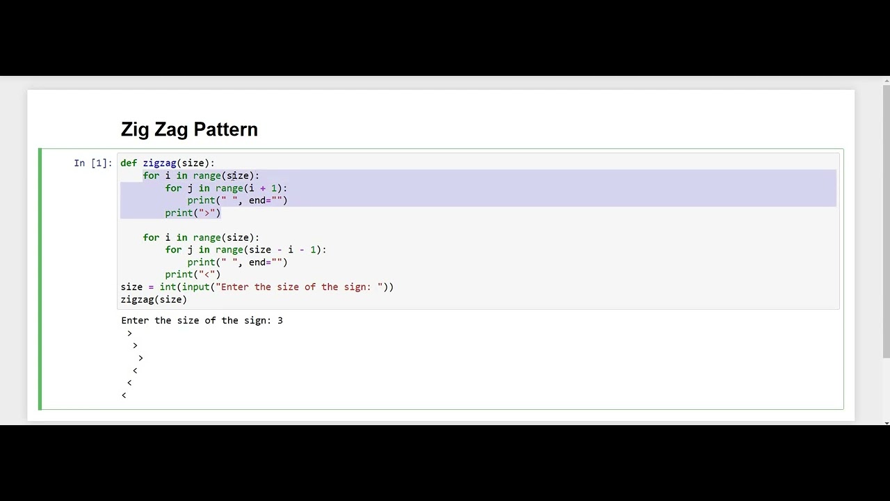 100 Days Python Loop Challenge  | Day 13 : Zig Zag Pattern in Python