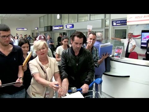 EXCLUSIVE: Colin Farrell arriving at Nice airport to attend the 2015 Cannes Film Festival