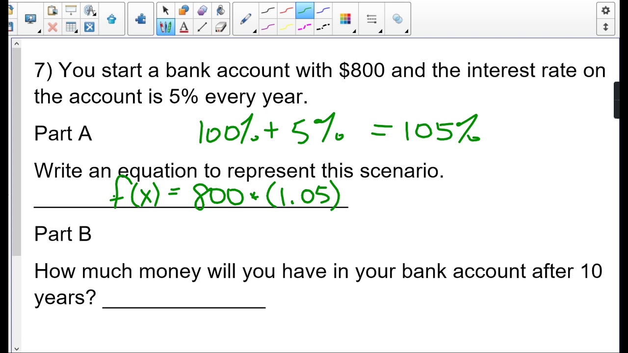 Write an exponential function with percent increase