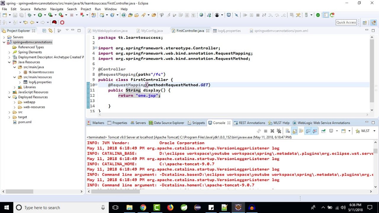 Spring Web MVC Configuration with Annotations |spring framework tutorial for beginners with examples