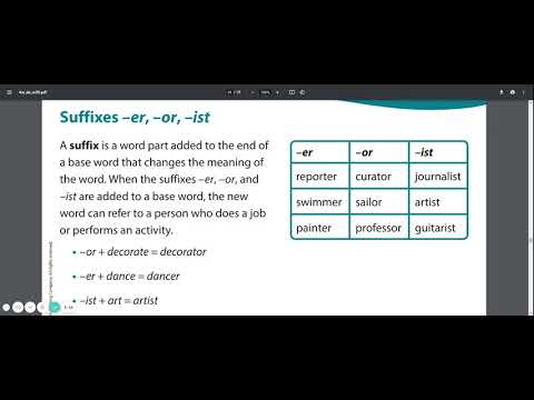 4th ELA 5.2.5 Suffixes -er, -or, -ist