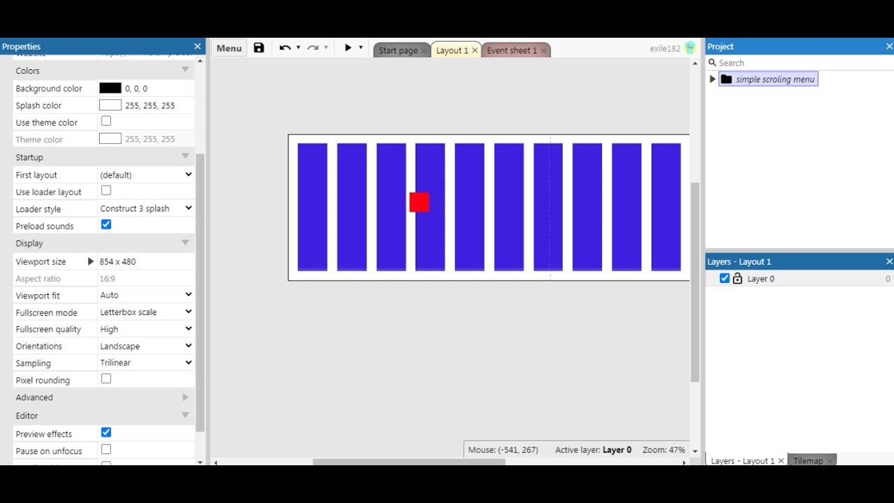How to Scrolling Menu Construct 3 / 2 - Tutorial Scrolling Menu Construct 3 / 2