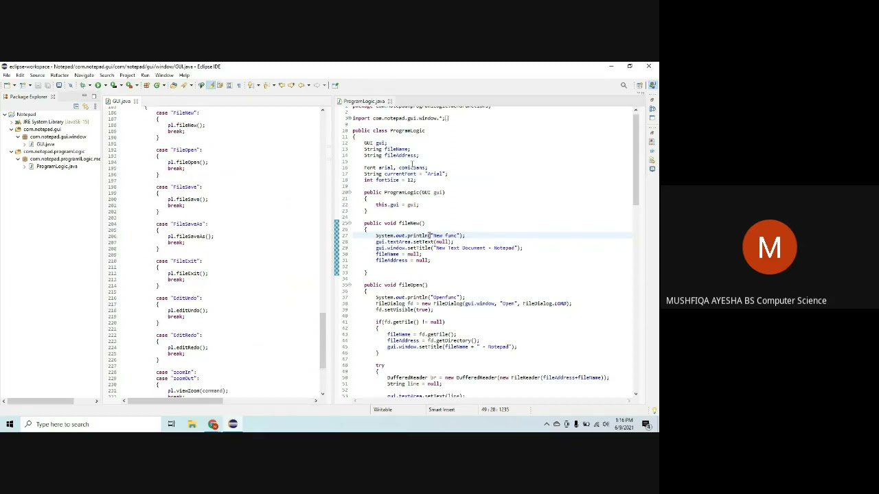 Title: Notepad using Java Swing - 18345