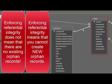 Microsoft Access: Enforcing referential integrity, the cascade options, and orphan records