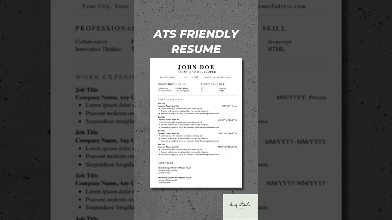 ATS Friendly Resume Template #shorts