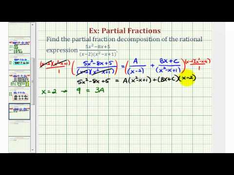 Ex 5: Partial Fraction Decomposition (Linear and Quadratic Factors) | Math Help from Arithmetic ...