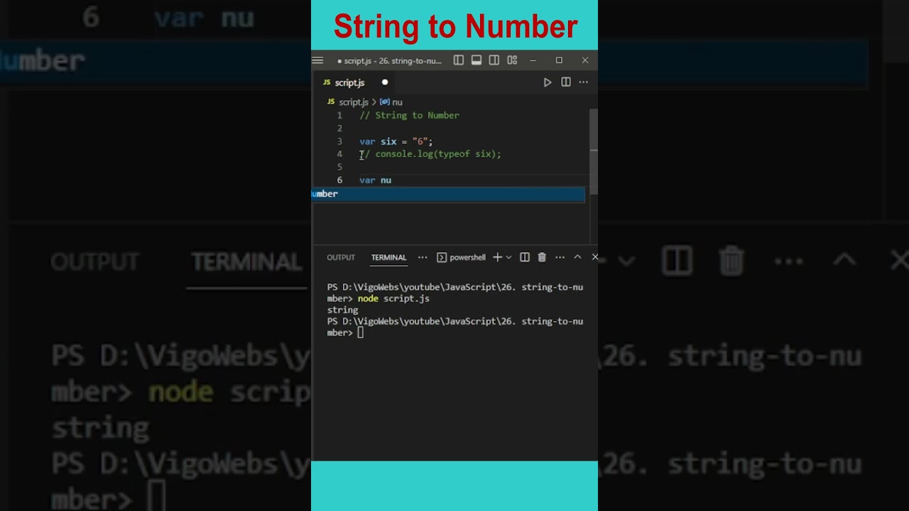JS tips - Quickest way to convert string to number #shorts #javascript #string