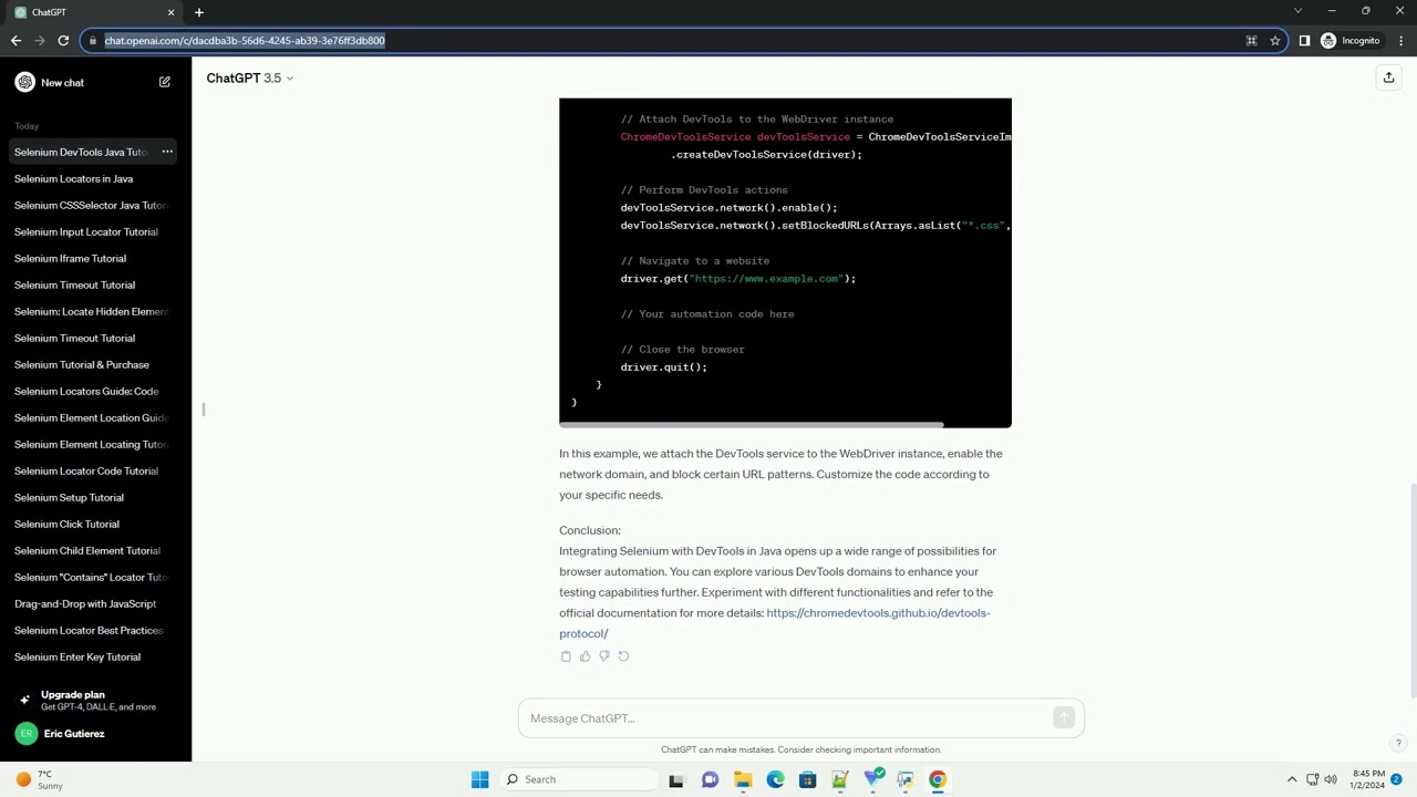 selenium devtools java example