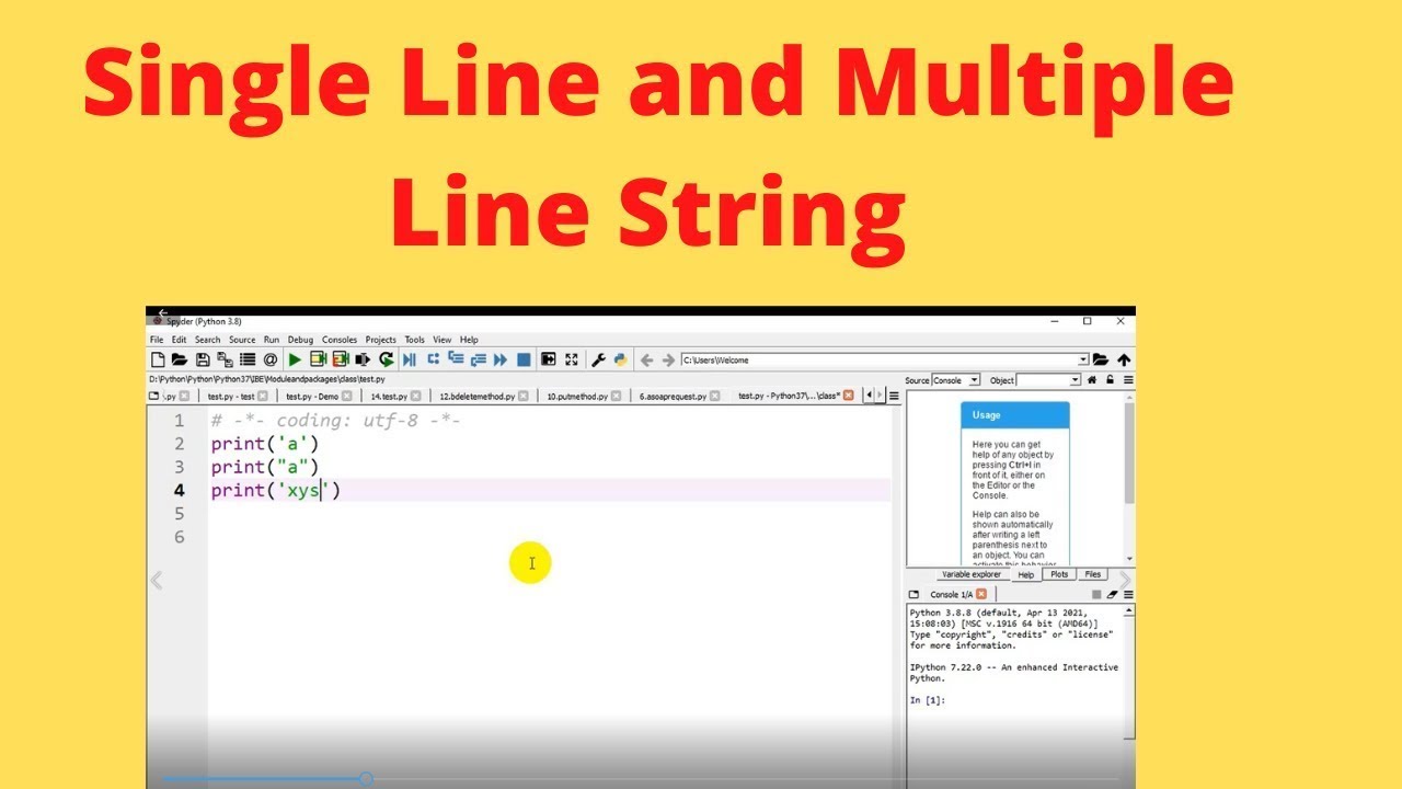 Single line and Multiple line string in Python || Lecture 12