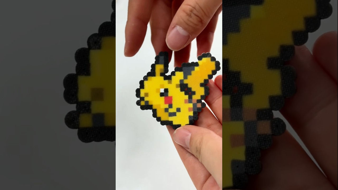 I made a super cute Pikachu out of perlerbeans#pikachu #pixelart #perlerbeads #shorts #pokemon #cute
