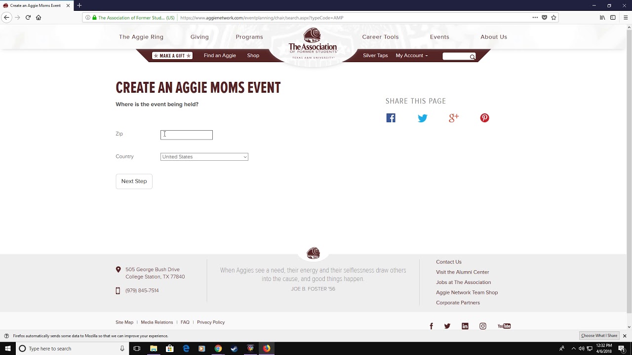 Aggie Mom Event Map