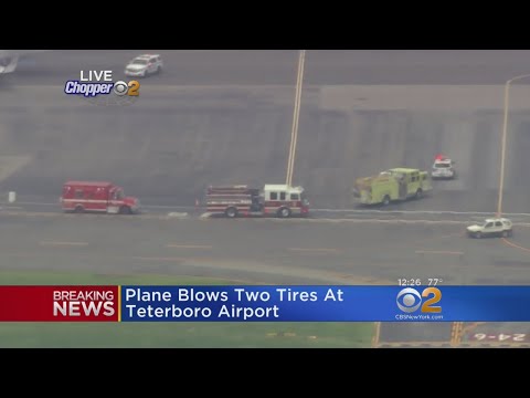 Plane Carrying 16 Peoiple Blows Two Tires At Teterboro Airport