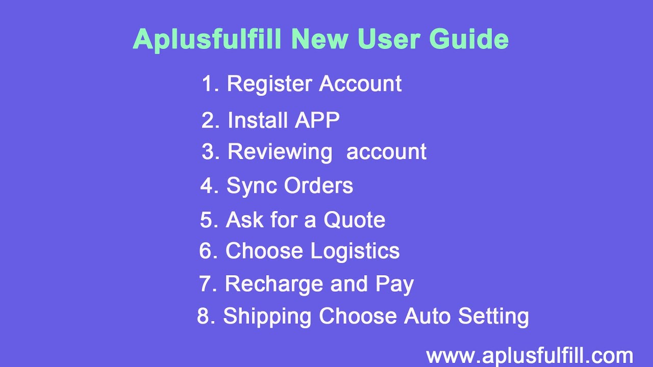 Aplusfulfill New User Guide