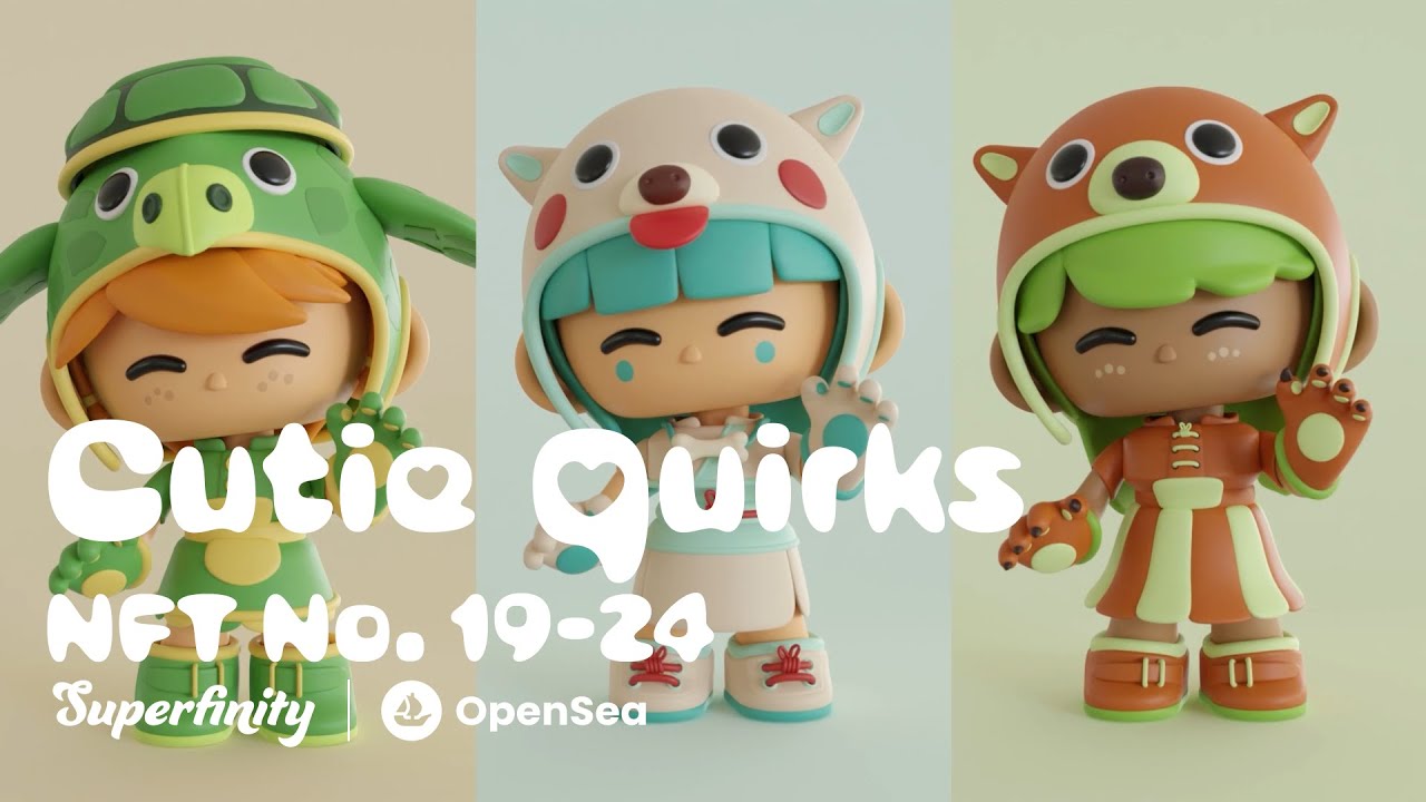 Animated NFT 3D characters project on OpenSea market | Cutie Quirks Collectibles No. 19 - 24